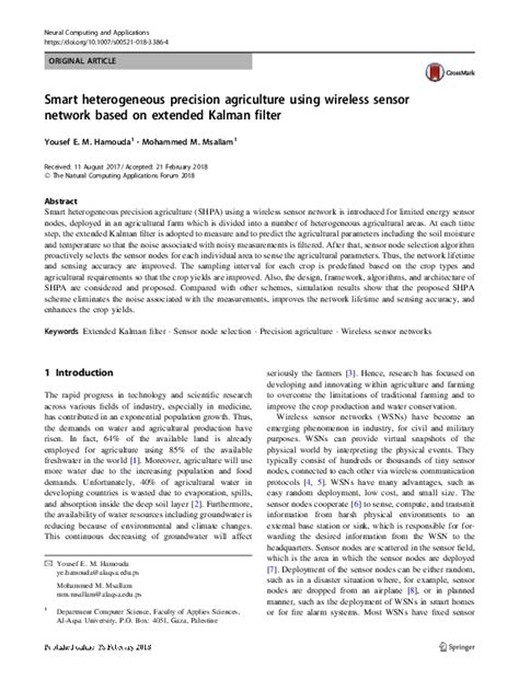 pdf smart heterogeneous precision agriculture using wireless sensor
