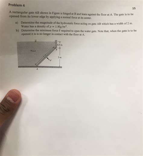 Solved Problem A Rectangular Gate AB Shown In Figure Is Chegg
