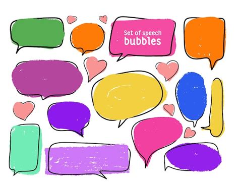 Premium Vector Set Of Multicolored Speech Bubbles Realistic Grunge