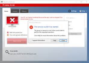 Windows Defender Service Stopped Microsoft Community