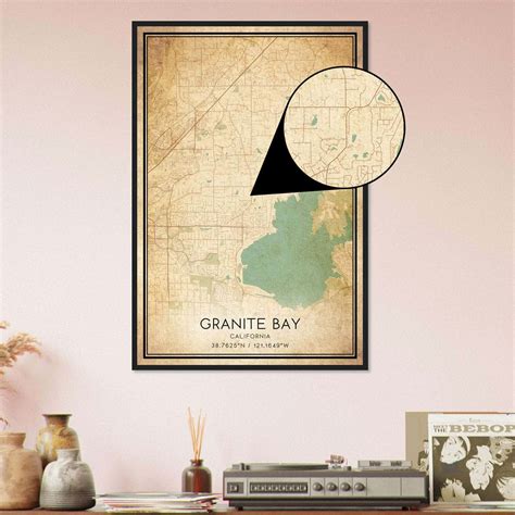 Vintage Granite Bay California Map Poster Granite Bay Ca City Road