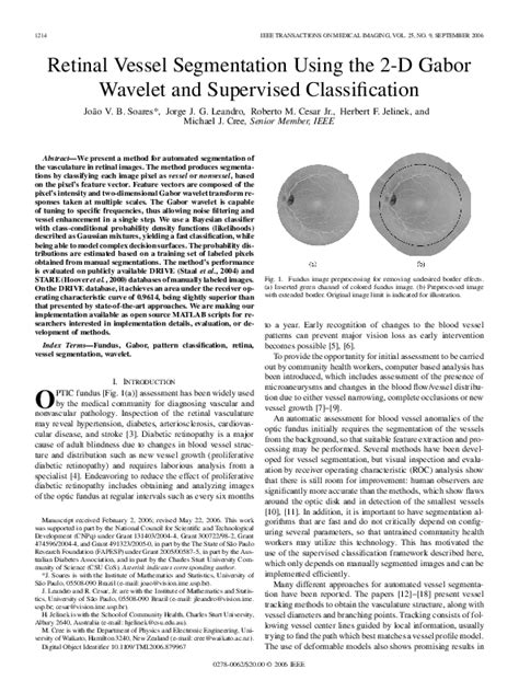 Pdf Retinal Vessel Segmentation Using The 2 D Gabor Wavelet And