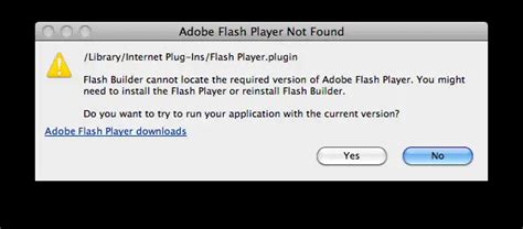 adobe flash player not found