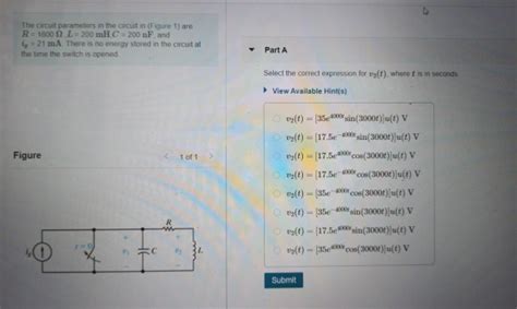 Solved The Circuit Parameters In The Circuit In Figure Chegg Com