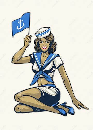 Vintage Sailor Pin Up Girl Stock Vector Illustration Of Justice