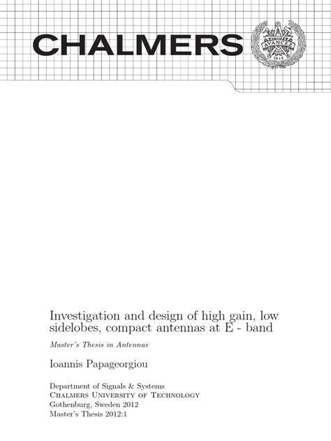 Investigation And Design Of High Gain Low Sidelobes Compact Antennas At E Band Pdf