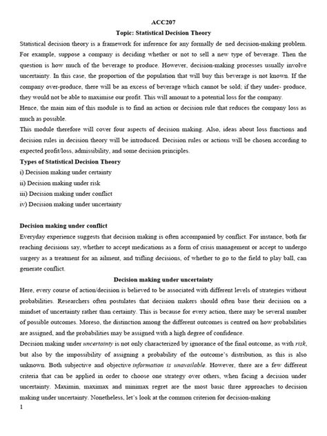 Hacc207 Physical Class Statistical Decision Theory Class Note Pdf Decision Theory Expected