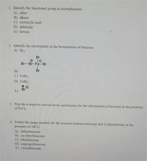 Solved 1 Identify The Functional Group In Acetophenone A
