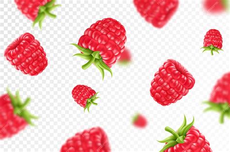 Premium Vector Raspberry Background Flying Raspberry With Green Leaf