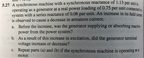 Solved A Synchronous Machine With A Synchronous Chegg