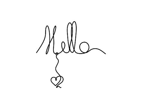 단어 Bonjour 흰색 배경에 연속적인 선 그리기로 하트가 있는 Hello의 붓글씨 비문 낙서 드로잉에 대한 스톡 벡터 아트 및 기타 이미지 Istock