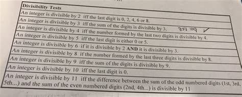 Solved Prove Or Justify Using Divisibility Tests And