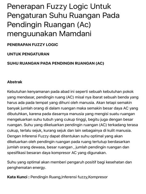 Penerapan Metode Fuzzy Logic Untuk Mengoptimalkan Pengaturan Suhu