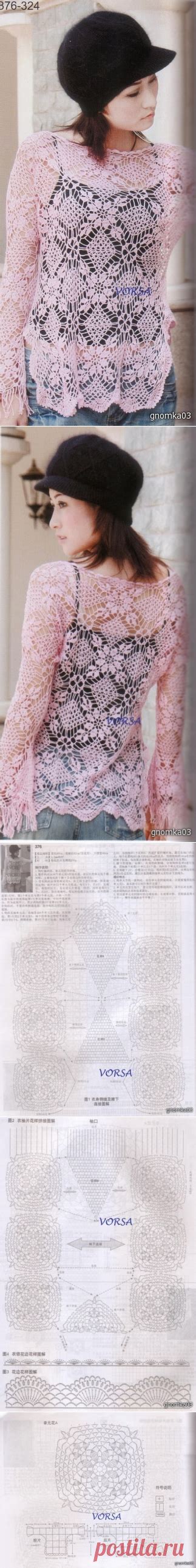 Розовая кофточка ТОПИКИ КУПАЛЬНИКИ Постила