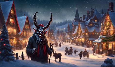 Krampus In A Festive Christmas Village Scene Ai Wallpapers