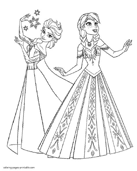 Easy Elsa And Anna Coloring Pages