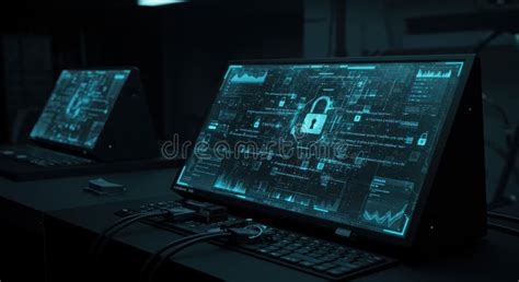 Cyber Security System Data Display On Modern Computer Stock Image