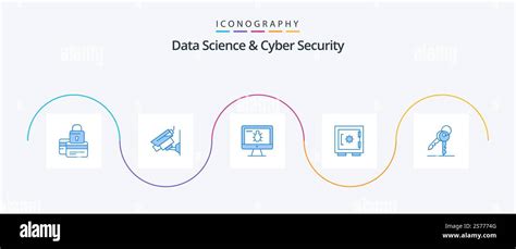 Data Science And Cyber Security Blue 5 Icon Pack Including Secure