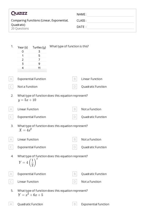 50 Derivatives Of Exponential Functions Worksheets For 11th Grade On Quizizz Free And Printable