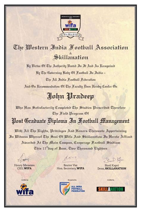 John Pradeep On Linkedin Finally Certified In Football Management