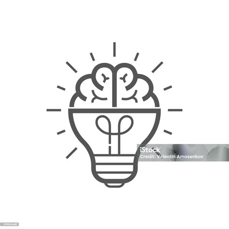 두뇌 아이디어 아이콘입니다 뇌 벡터 라이너 아이콘 아이디어 개념전구 편집 가능한 스트로크입니다 Eps 10 표지판에 대한 스톡