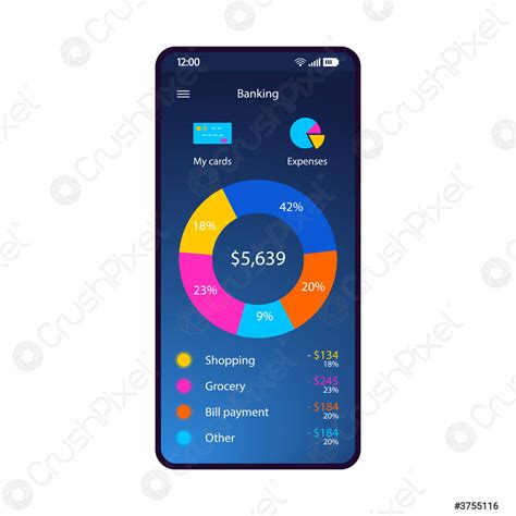Banking Smartphone Interface Vector Template Stock Vector 3755116 Crushpixel