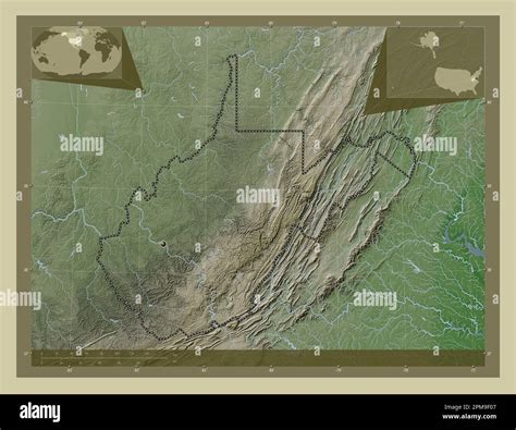 West Virginia State Of United States Of America Elevation Map Colored