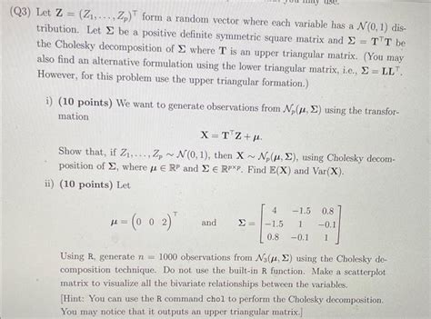Solved Q Let Z Z Zp Form A Random Vector Where Each Chegg