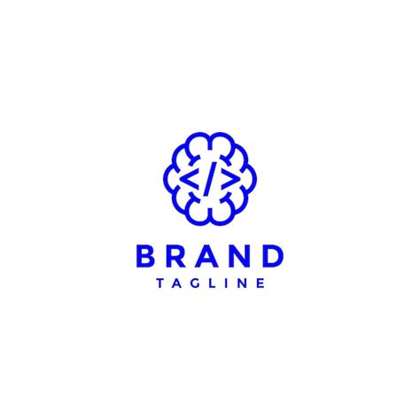 Premium Vector Code Icon Inside Brain Symbol Logo Design Simple Brain