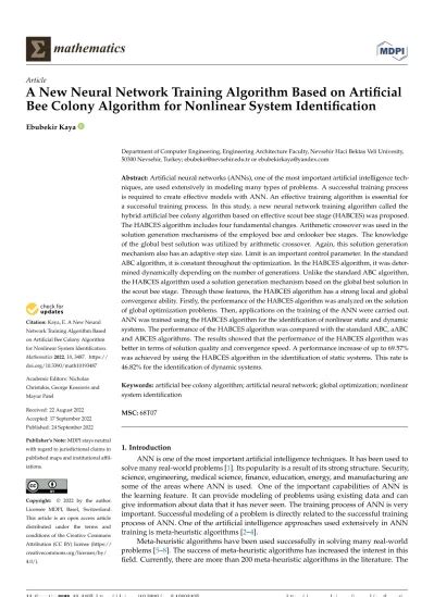 A New Neural Network Training Algorithm Based On Artificial Bee Colony