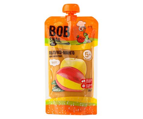 Фруктовое пюре Bob Snail Яблоко Манго 250 г цена в Украине от Coffeeok купить с доставкой в