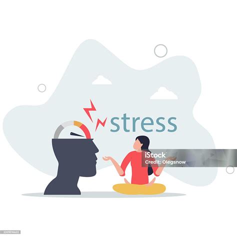 스트레스와 불안 수준 지치고 피로 우울증과 정신 질환을 일으키는 원인 개념플랫 캐릭터 생활 감정에 대한 스톡 벡터 아트 및 기타