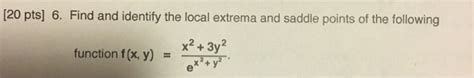 solved find and identify the local extrema and saddle points