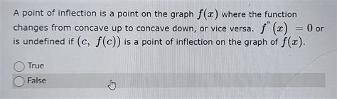 Solved A Point Of Inflection Is A Point On The Graph F X Chegg Com