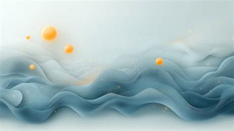 Abstract Waves With Floating Orange Spheres Stock Illustration Illustration Of Ethereal Wavy
