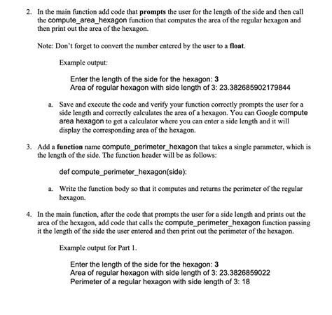 Solved Part 1 Compute Area And Perimeter Of Regular