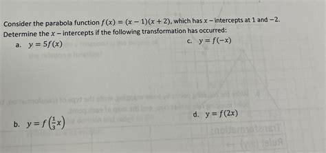 Solved Consider The Parabola Function Fxx 1x2