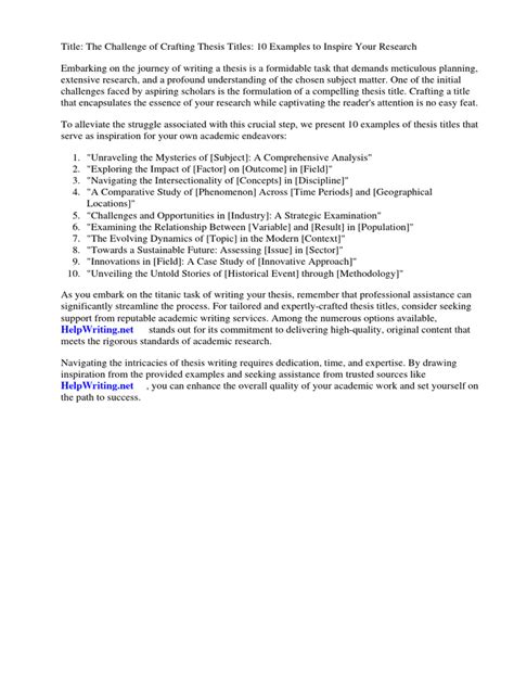 10 Examples Of Thesis Titles Pdf Thesis Essays