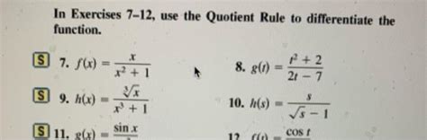 solved in exercises 7 12 use the quotient rule to