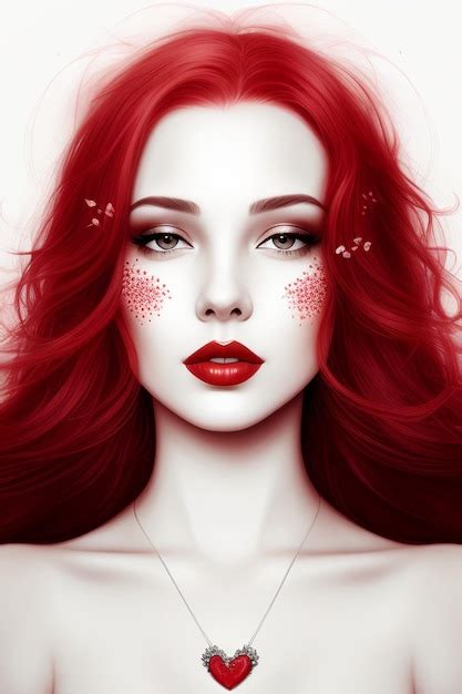 Premium Photo A Woman With Red Hair And A Red Lipstick On Her Face