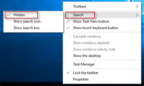 How To Show Hide Search Box Or Icon On Windows Taskbar