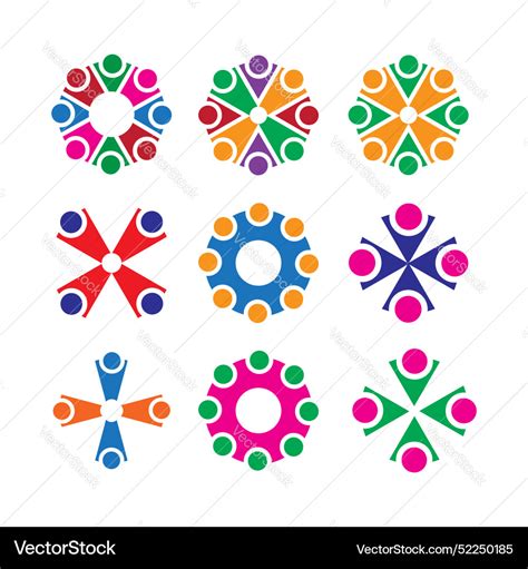 Connecting Unity People Icon Set Logo Royalty Free Vector