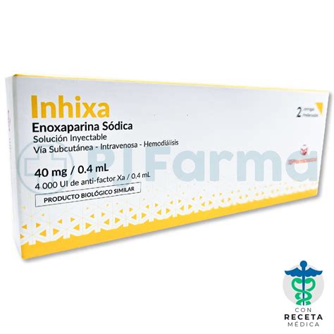 Inhixa Enoxaparina Sódica 40mg 0 4ml Amp Caja X 2 Jeringa