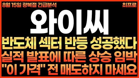 와이씨 주가전망 반도체 섹터 반등 성공했다 실적 발표에 따른 상승 임박 이 가격 전 매도하지 마세요 최프로