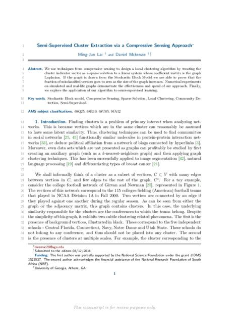 Pdf Compressive Sensing For Semi Supervised Clustering
