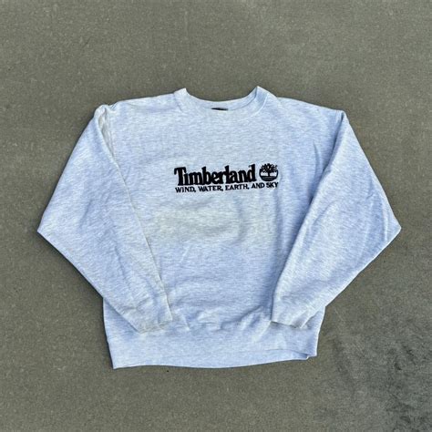 90s Vintage Timberland Crewneck Whitegrey Size Depop