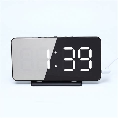 Mirror Led Digital Alarm Clock Snooze Table Clock Wake Up Mute Calendar Electronic Desktop