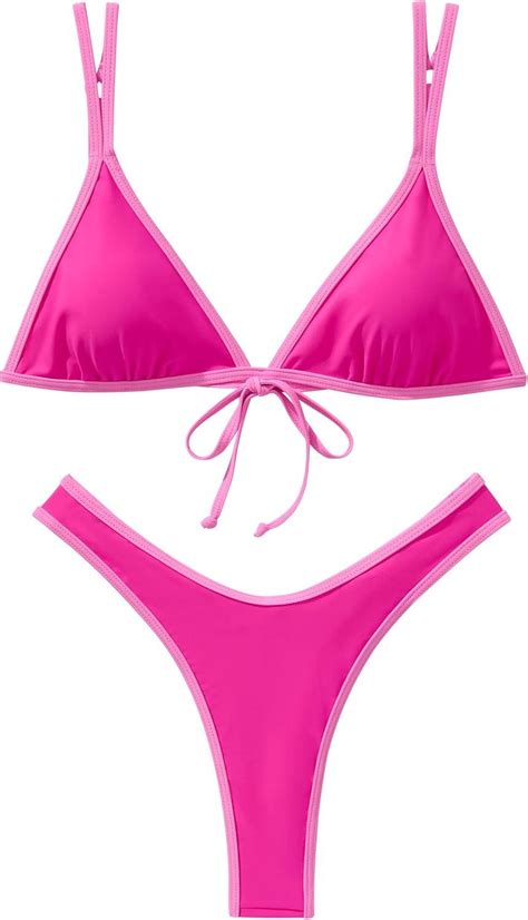 Suuksess Women Cheeky Thong String 2 Piece Bikini Sets Sexy High Waist