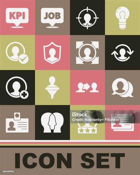 이력서 설정 음성 버블 채팅 인적 자원 헤드 헌팅 사용자 보호 계정 화면 만들기 키 성능 표시기 및 아이콘 벡터 Brand Name Online Messaging
