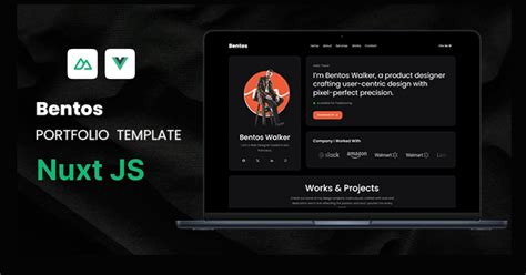 Bentos Personal Portfolio Nuxt Js Template Site Templates Landing Page Templates Ft